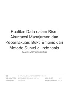 Kualitas Data dalam Riset Akuntansi Manajemen dan Keperilakuan: Bukti Empiris dari Metode Survei ...